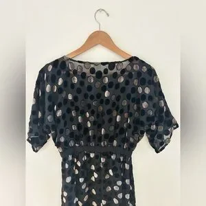 Nat the Label | Dresses | Handmade Velvet Velour Silver Black Polka Dot ...